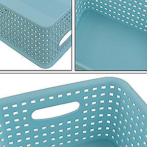 Qskely Plastic Storage Baskets/Bins Organizer for Bathroom, 6-Pack