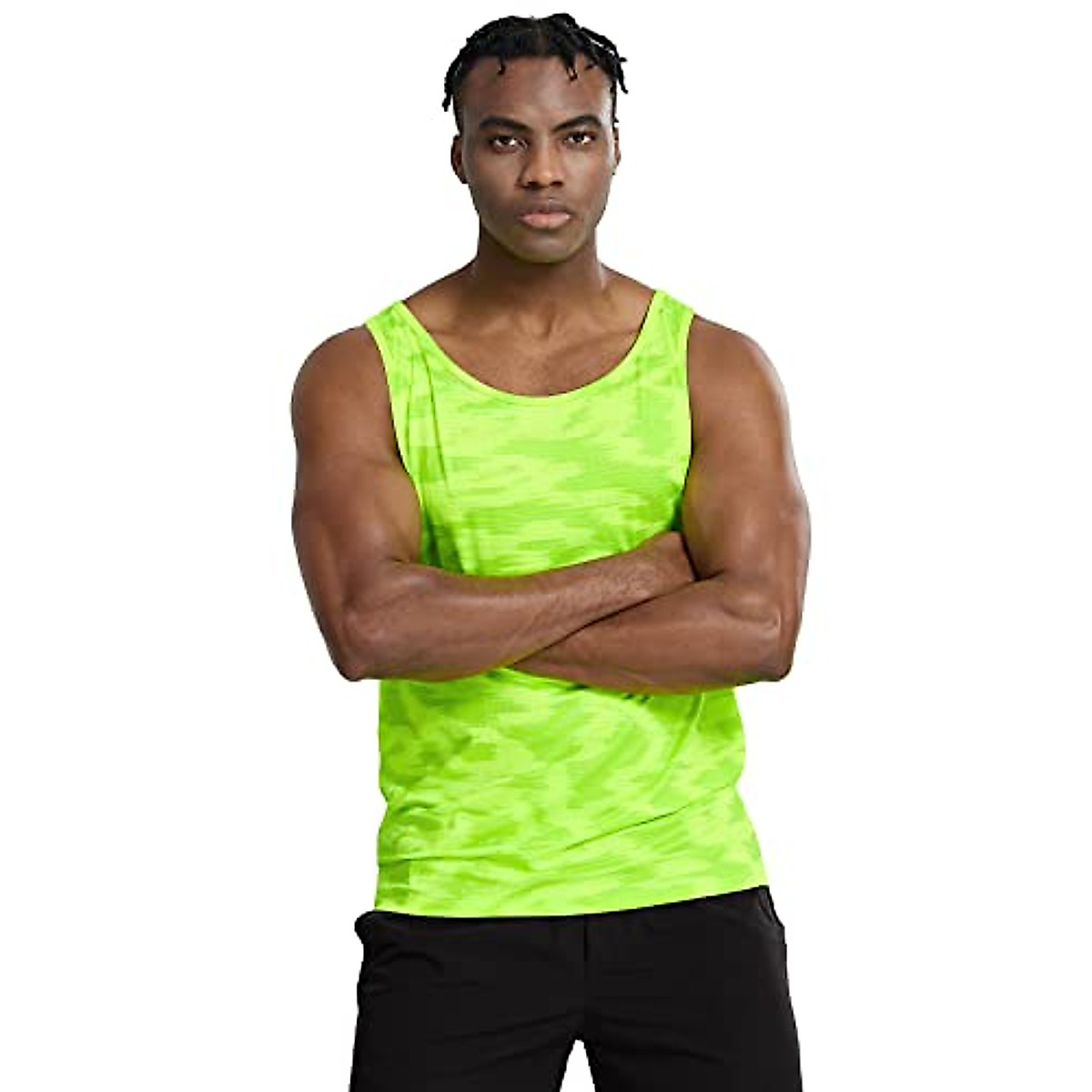 Running Tank Top Men,Sleeveless Workout Shirts Dry Fit Gym Bodybuilding Muscle Tanks(Neon Green,M)