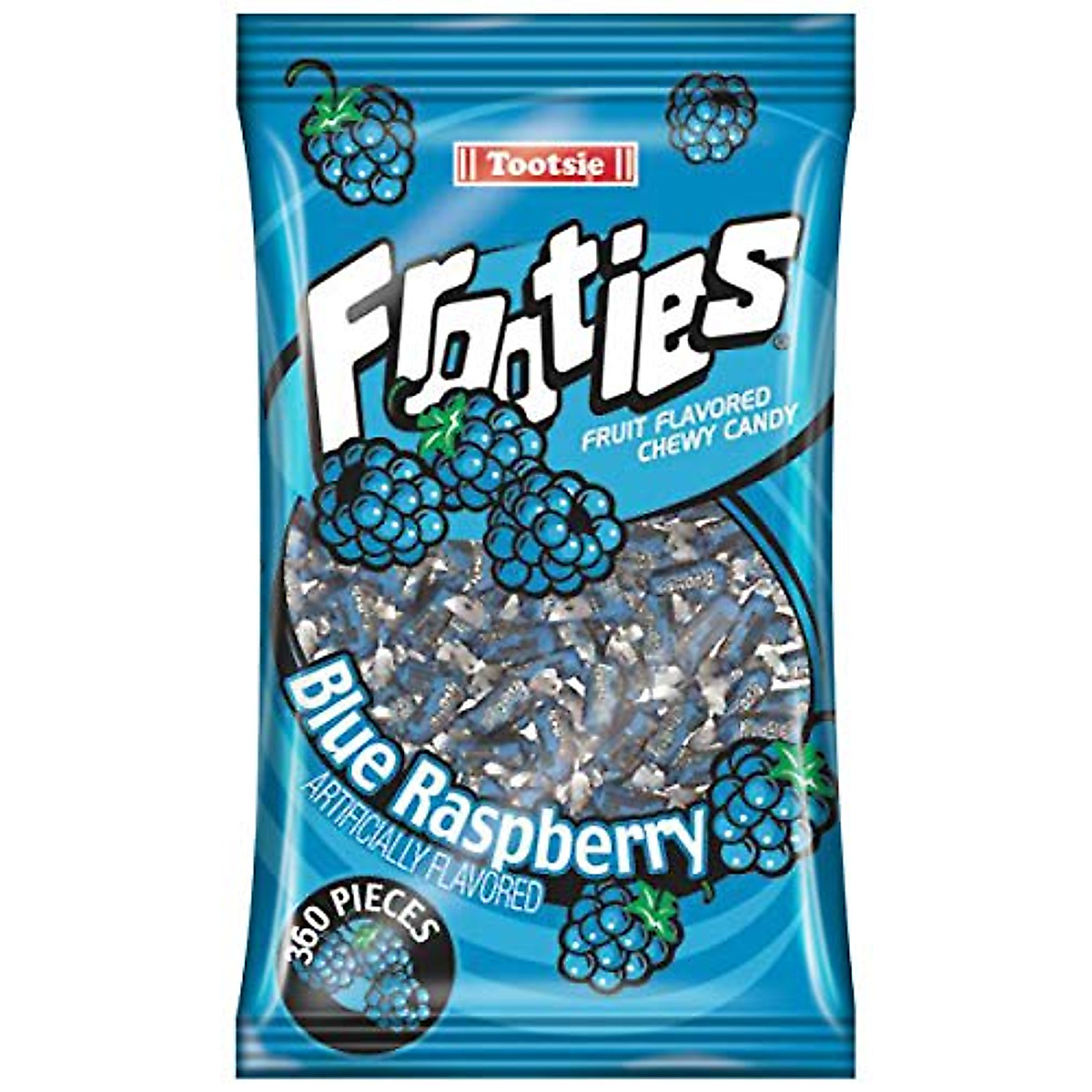 Frootie Blue Raspberry Frooties - Tootsie Roll Chewy Candy - 360 PieceCount, 38.8 oz Bag, Blue Raspberry, 360Count (Pack of 12)