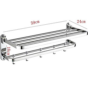 OMOONS Stainless Steel Wall Mounted Bathroom Towel Rack Brushed Towel Shelf Towel Holder Hotel Rail Shelf Storage Holder for The Bathroom