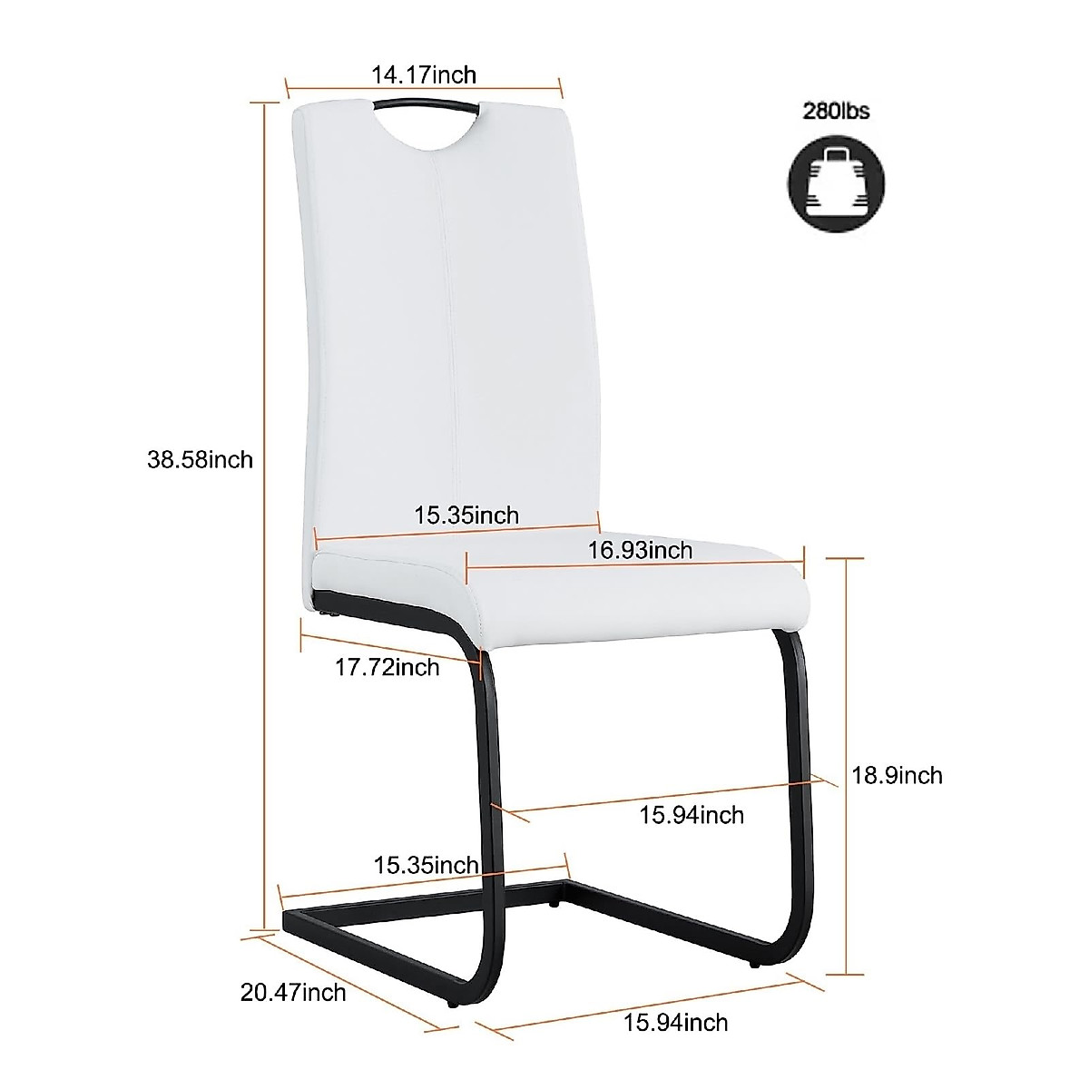 Wycian Boho High Chair, Dining Set Boho 2PCS White Seat Height 18.9" Pu Capacity 280LB 16.93" L 20.47" W 38.58" H Kitchen Chair Replacement Seat