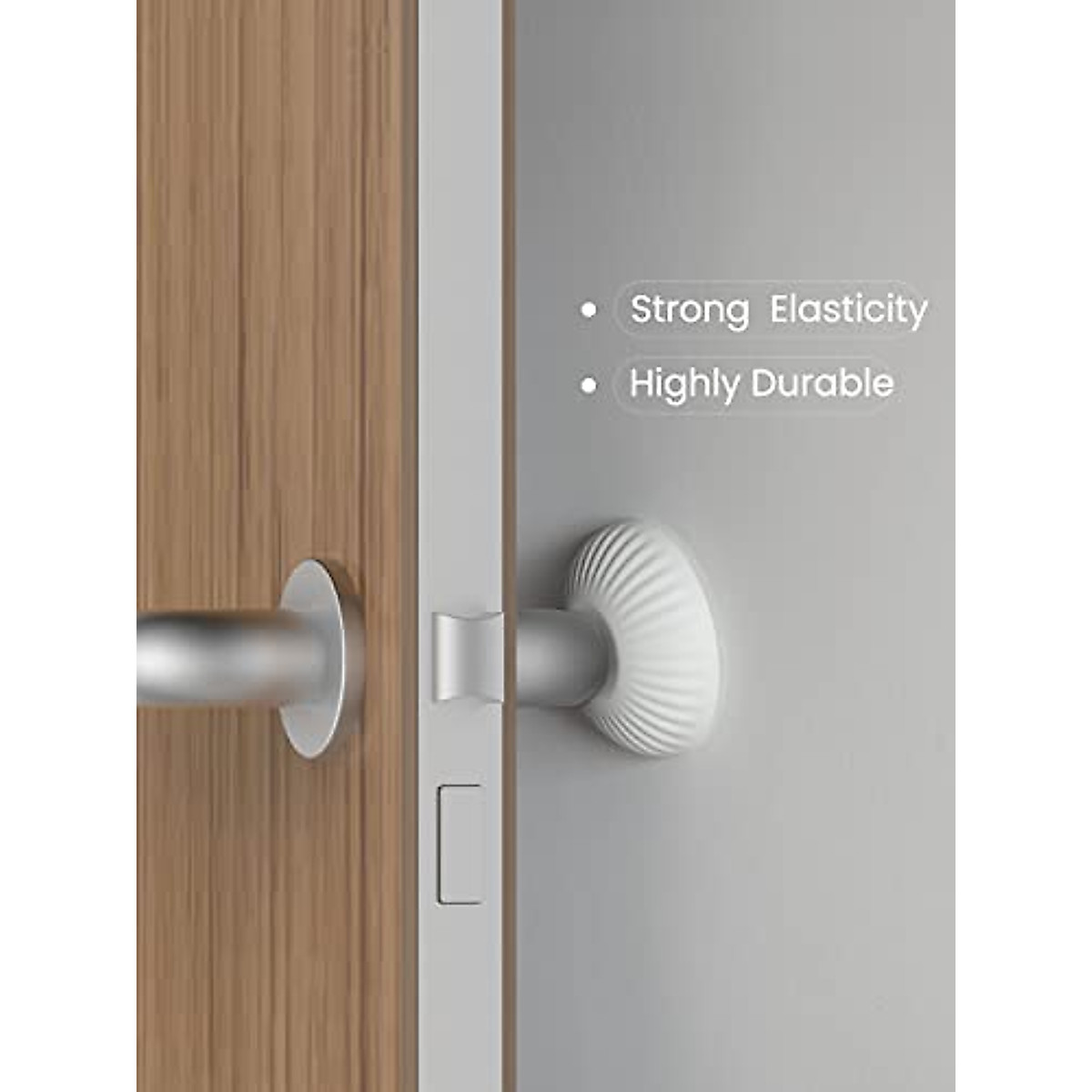 UGREEN Door Stopper Wall Protector Door Bumper Knob Shield Handle Guard Self Adhesive for Bedroom, Kitchen, Office, White 2 Pack