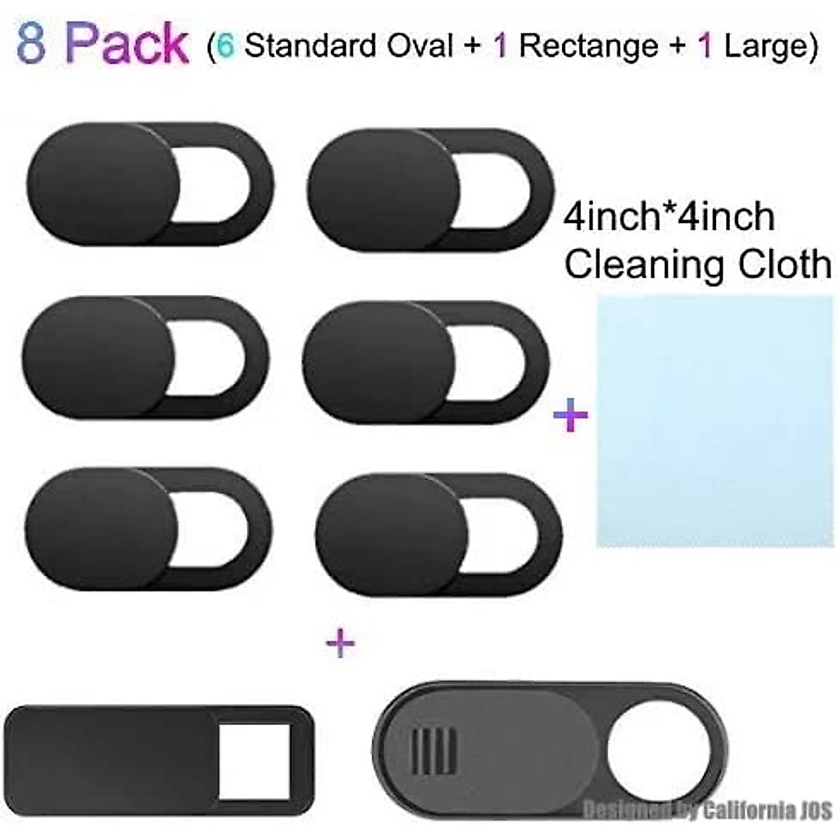 (California J.OS)(6Stand +1 Medium+1 Large) 0.03 inch Ultra Thin Webcam Cover Slide,Camera Cover for MacBook Pro, iMac, Laptop, PC, iPad, iPhone(California J.OS)