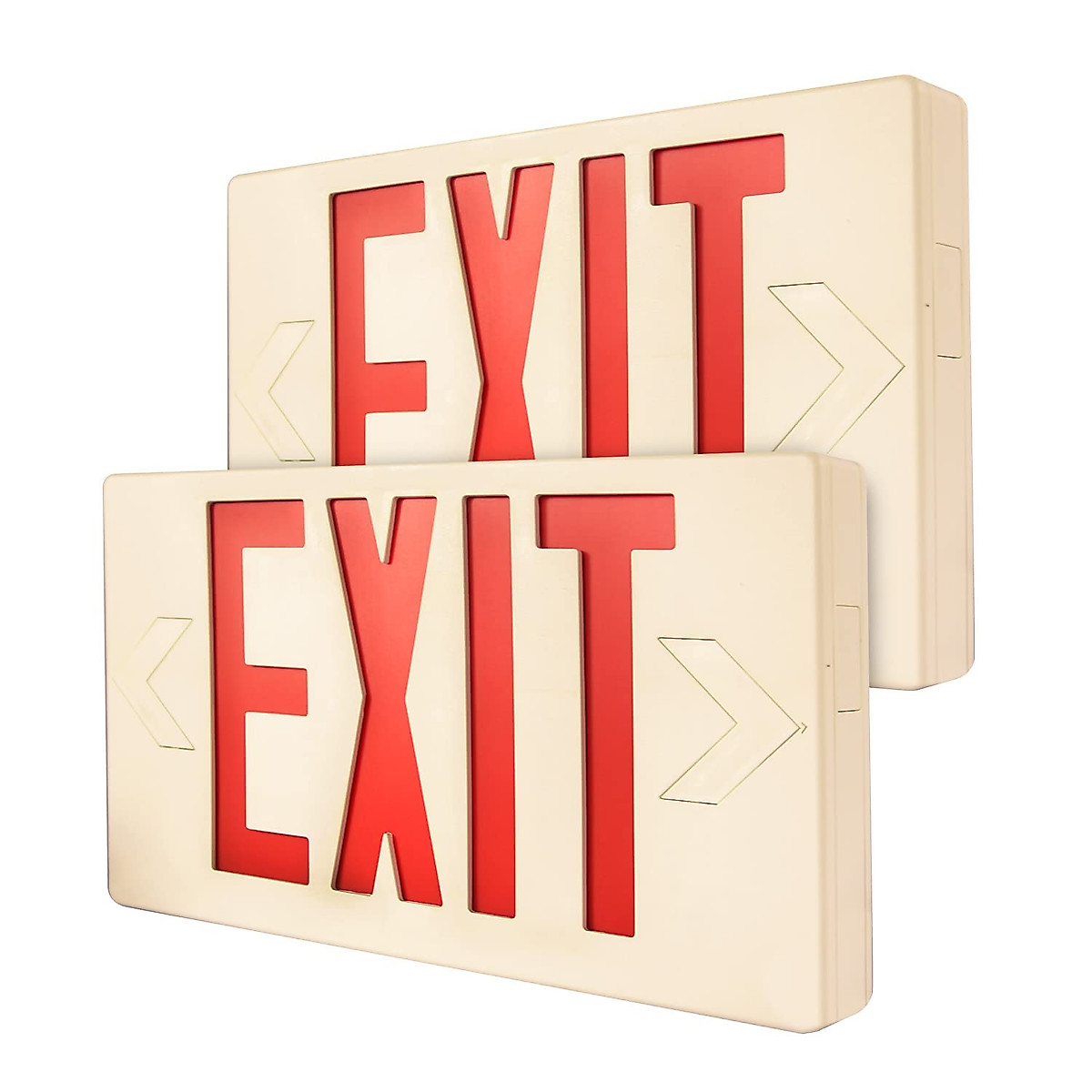 eTopLighting [2 Pack] LED Exit Sign Emergency Light, Wall or Ceiling Mount LED Exit Lighting, Battery Backup, Red Lettering, AGG2498
