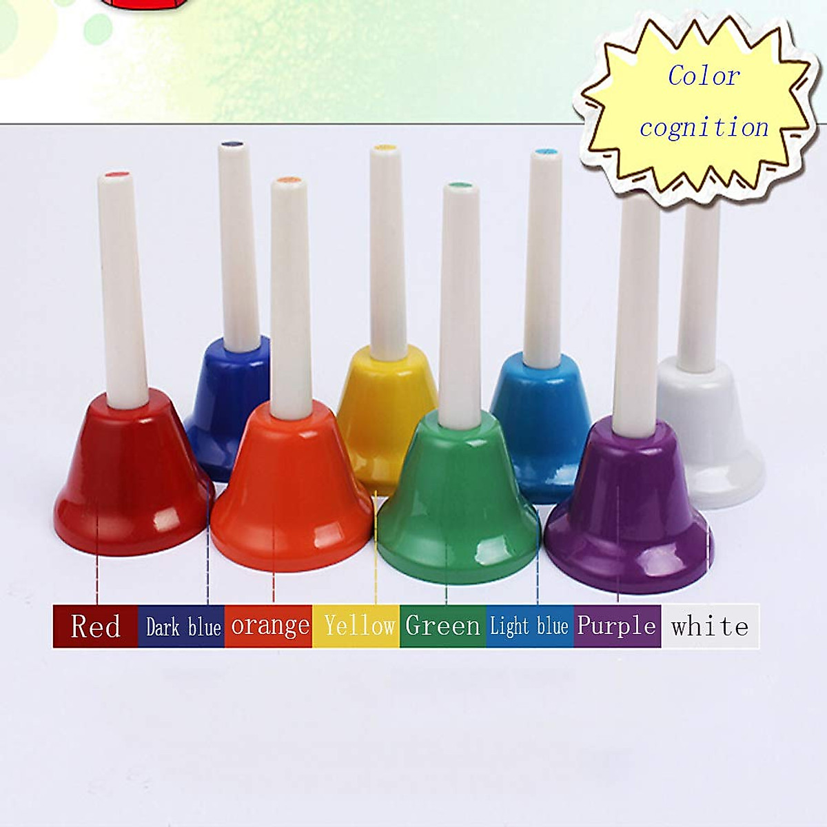 Yalloy Handbells Set Metal Hand Bells Set Coloful Toddler Handbell Musical Toy 8 Note Diatonic For Kids Bells Instrument,Festival,Musical Teaching,Church Chorus,Wedding,Family Party