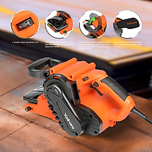 Yunirvana 8 Amp Belt Sander Variable Speed 120-380RPM Includes 5 Sanding Belts (3x21 Inch) and Dust Bag Ideal for Stock Removal