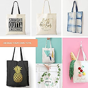 OMH Organize My Home Cotton Canvas Tote Bags; Reusable Grocery Bags; Shopping Bags; Gift Bags; Canvas Bags; DIY Tote Bags (Pink)