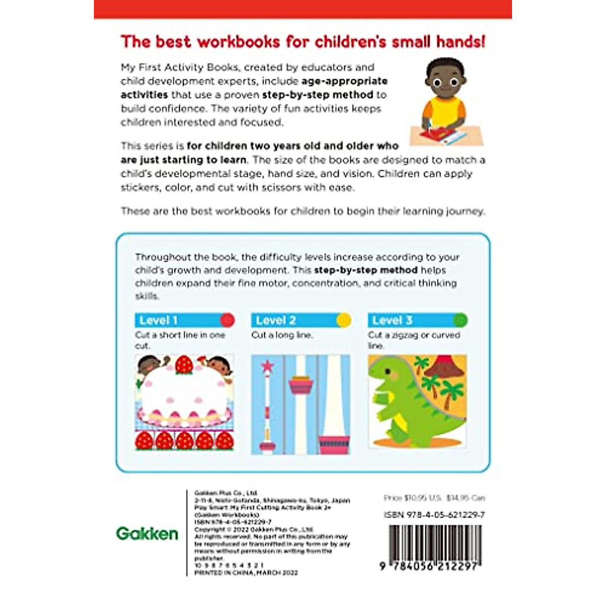 Play Smart My First Cutting Book 2+: Preschool Activity Workbook With 70+ Stickers for Children With Small Hands Ages 2, 3, 4: Basic Scissor Skills (Mom’s Choice Award Winner)