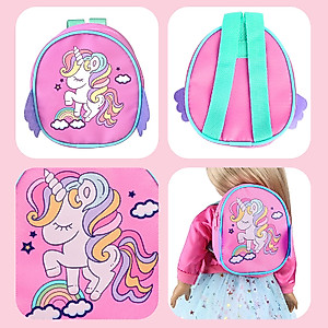 American 18 Inch Doll Clothes and Makeup Accessories Set Includes 18 Inch Doll Clothes Backpack Sunglasses Phone Shoes Comb Mirror Eye Shadow Lipstick Hair Clip Hair Tie for 18 Inch Doll