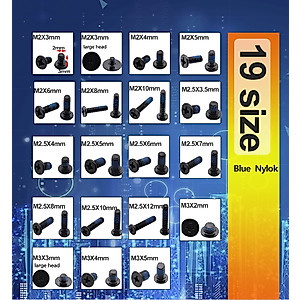 CO-RODE 571pcs 19-Size Laptop Screws, Computer Screw Set w/Blue Glue,Screw Driver, for SSD Motherboard Fan Power Graphics Hard Drive