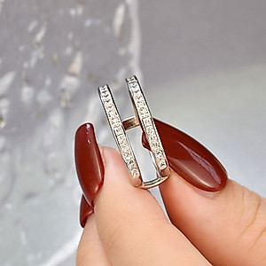 Wuziwen Vintage Princess Ring Enhancer for Women AAAAA CZ Wedding Band Set 925 Sterling Silver (Silver, 7)