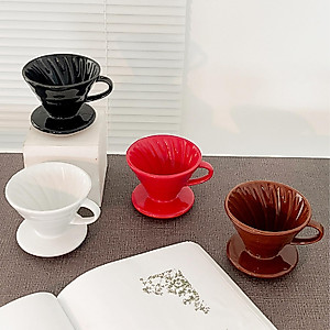 Pour Over Coffee Maker, Single Cup Coffee Dripper, Manual Porcelain Slow Brewing Accessories for Travel, Camping, Office, Home, Cafe, Coffee Gifts (White, Small,1-2Cups)