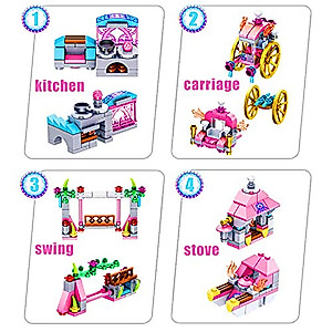 U & I Direct Building Blocks Set Toy for Girls, 25 in 1 Pink Princess Castle Building Bricks, 568 PCS STEM Construction Building Blocks Toys Set for Birthday for Kids Aged 6 7 8 9 10 11 12 Yr Old