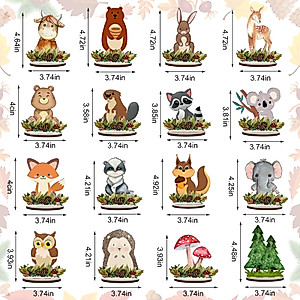 16 Pcs Woodland and Jungle Baby Shower Decorations Wooden Woodland Birthday Decorations Safari Theme Animals Table Decorations for Baby Shower Birthday