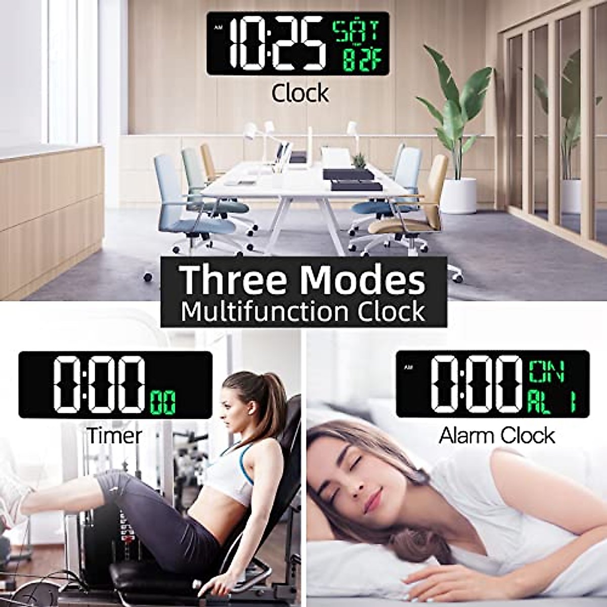 TXL Digital Wall Clock Large Display Auto DST, 16.5" LED Large Digital Clock with Date&Temperature, Digital Timer Clock with Remote Control, Big Wall Mounted Clock, Adjustable Brightness Alarm Clock