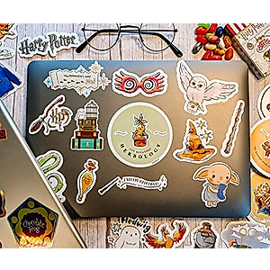 Conquest Journals Harry Potter Watercolor Vinyl Stickers, Set of 60 Unique Stickers Including 5 Holograms, Waterproof and UV Resistant, Great for All Your Gadgets (White Vinyl, 60 Pack)