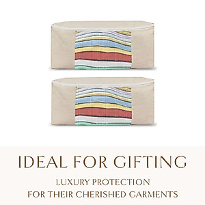 Cotton Canvas Storage Bag - Saree Covers with Zip | Canvas Saree/Garment Storage Bag for Woman Dresses, Sarees, Lehengas, Clothes (CANVAS STORAGE BAG, PACK OF 3 (15x13x9))