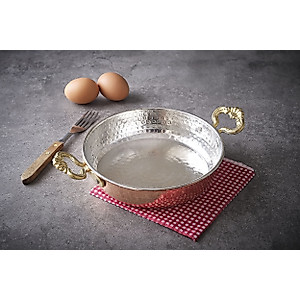 DESTALYA Copper Pan 7.08'' Hammered Handmade Authentic Red Copper Skillet with Metal Handles for Cooking Egg Omelet Frying Pot Stove Top Turkish Sahan 18 cm