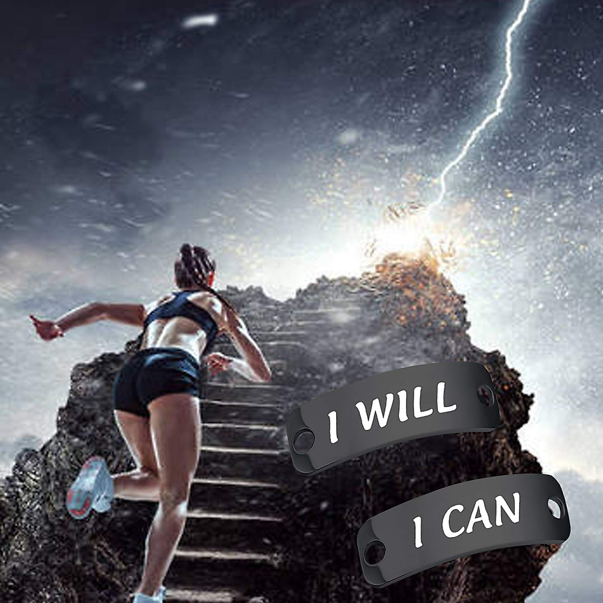 ENSIANTH I Can I Will Shoe Lace Tag I Can I Will Trainer Tags Fitness Inspirational Gift Motivational Runners Gift (I Can I Will Shoe Tag black)