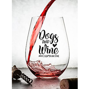 COOL AF Dog Mom Gifts For Women - Funny Dog Mom Gift Wine Glass - 15oz Wine Glass For Dog Lovers
