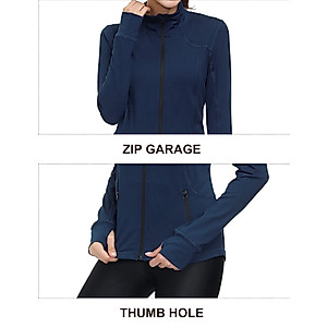 Dolcevida Womens Sports Jackets Zip Up Workout Yoga Jacket with Pockets