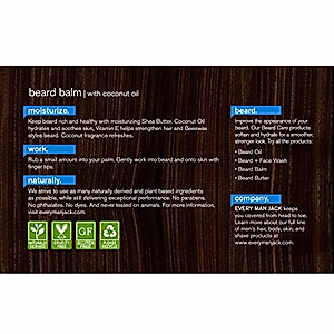 Every Man Jack Beard Balm - Subtle Coconut Fragrance - Moisturizes, Protects, and Strengthens Your Beard - Naturally Derived with Shea Butter, Coconut Oil, and Beeswax - 2.0-ounce