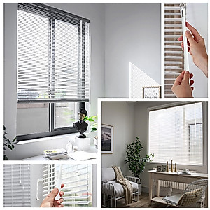 12 Inch White Fiberglass Blind Wand with Metal Hook, Window Blind Tilt Wand, Vertical Blind Wand Control Replacement Parts, Handle Curtain Stick Blind Rods for Opener Accessory, 1Pcs