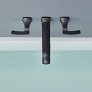 Qinkell Wall Mount Bathtub Faucet Roman Tub Filler High Flow Long Spout Reach Oil-Rubbed Bronze Tub Faucets with 2 Handles