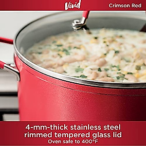 Ninja C28000 Foodi NeverStick Vivid 8-Piece Cookware Set with Lids, Nonstick, Durable & Oven Safe to 400°F, Cool-Touch Handles, Crimson Red