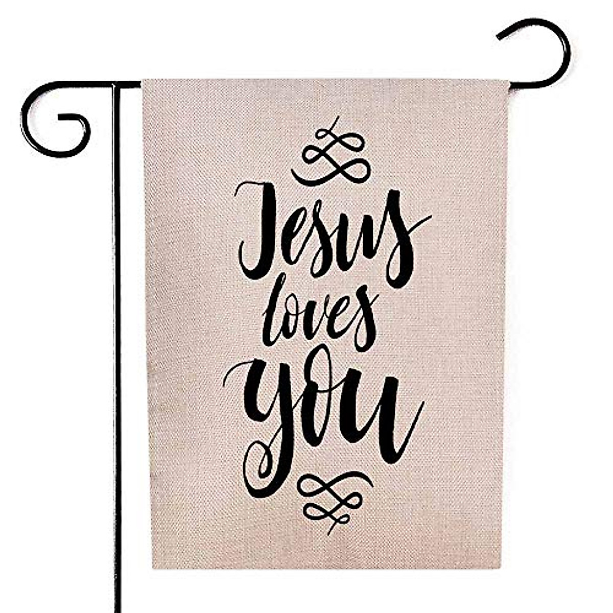 EMMTEEY Easter Garden Flag Double Sided Burlap Decor 12.5x18 Inch Yard Outdoor Decor Garden Flag Jesus Loves You Inspirational Quote Design Element Housewarming Poster Modern Brush Lettering print