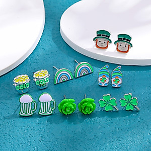 20 Pairs Mothers Day St Patrick's Day Easter Hypoallergenic Drop Stud Earrings Bulk for Girls Women Clover Shamrock Green Hat Easter Eggs Bunny Earrings Dangle Stud Earrings Set for Teen Girls Women Valentine’s Day Gifts, Easter (Valentine’s/St Patrick's/