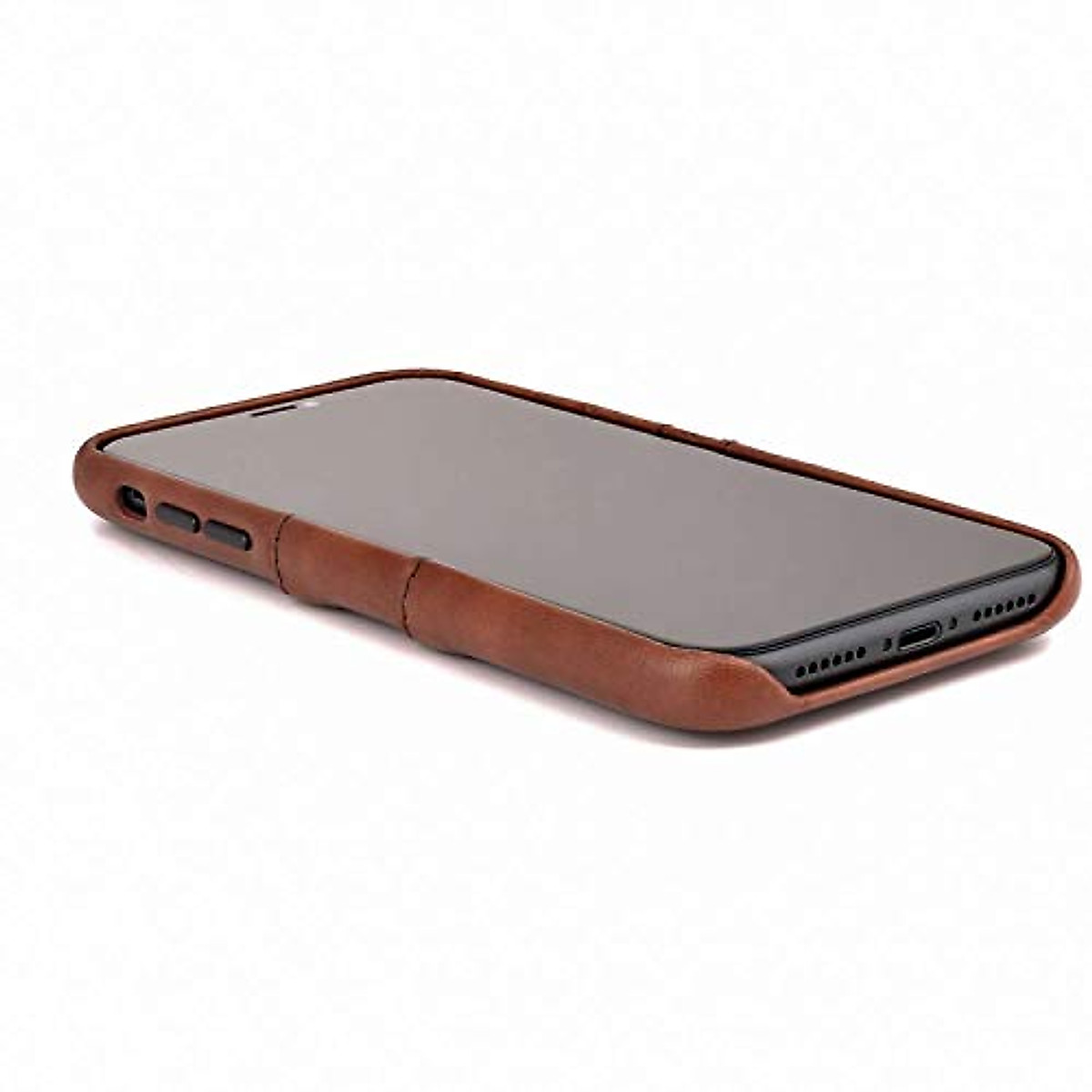 Dockem iPhone 11 Wallet Case: Built-in Metal Plate for Magnetic Mounting & 2 Credit Card Holders (6.1" Exec M2, Synthetic Leather, Brown)