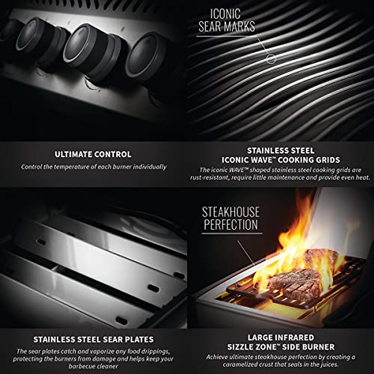 Napoleon Rogue XT 525 BBQ Grill, Stainless Steel, Propane Gas - RXT525SIBPSS-1 With Four Burners, Infrared Sear Station Side Burner, Barbecue Gas Cart, Folding Side shelves, Instant Failsafe Ignition