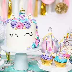 2.7 Inch Birthday Candles Rainbow Number Candle with 12 Pieces Numeral Rainbow Spiral Candle First One Year Candle for Baby Girl Boy Birthday Cake Topper Anniversary Wedding Party Decor (Number 6)