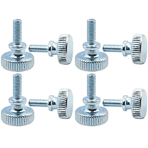 LBY 30pcs Knurled Hand Screw, M3 x 6mm Flat Knurled Head Fully Threaded Thumb Screws(Double Layer Step), Carbon Steel Galvanize