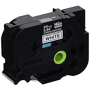Brother Genuine P-Touch, HGE-S251 5 Pack Tape (HGeS2515PK) 0.94" (24mm) x 26.2ft (8m) Extra Strength Adhesive, Black on White, Indoor/Outdoor Use, Extreme Temps, Chemical and Moisture Resistant