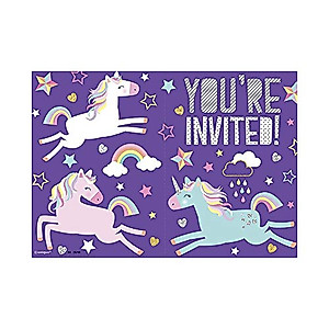 Unique Magical Purple Unicorn Invitations (Pack of 8) - Perfect for Kids Birthdays & Special Events