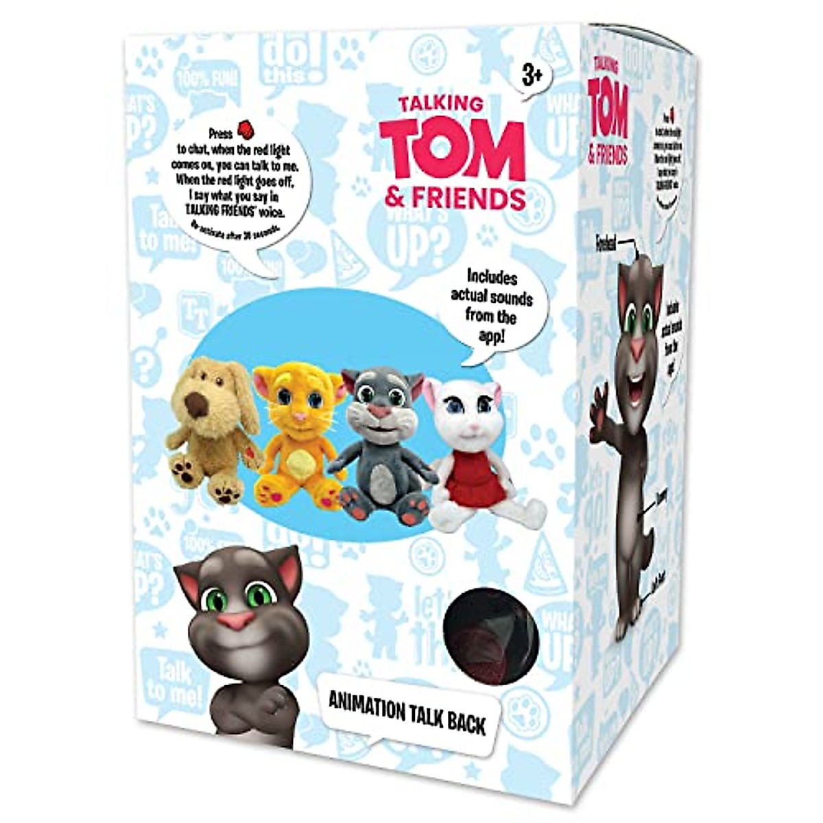 Dragon-i Toys Talking Tom Animated Interactive Stuffed Cuddly Plush Toy with Talkback 12', Grey, (80802)