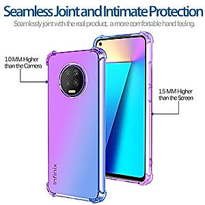 KOARWVC Case for Infinix Note 7 Case, X690 Case, Crystal Clear Case Gradient Slim Anti Scratch TPU Shockproof Protective Phone Cases Cover for Infinix note7 (Purple/Blue)