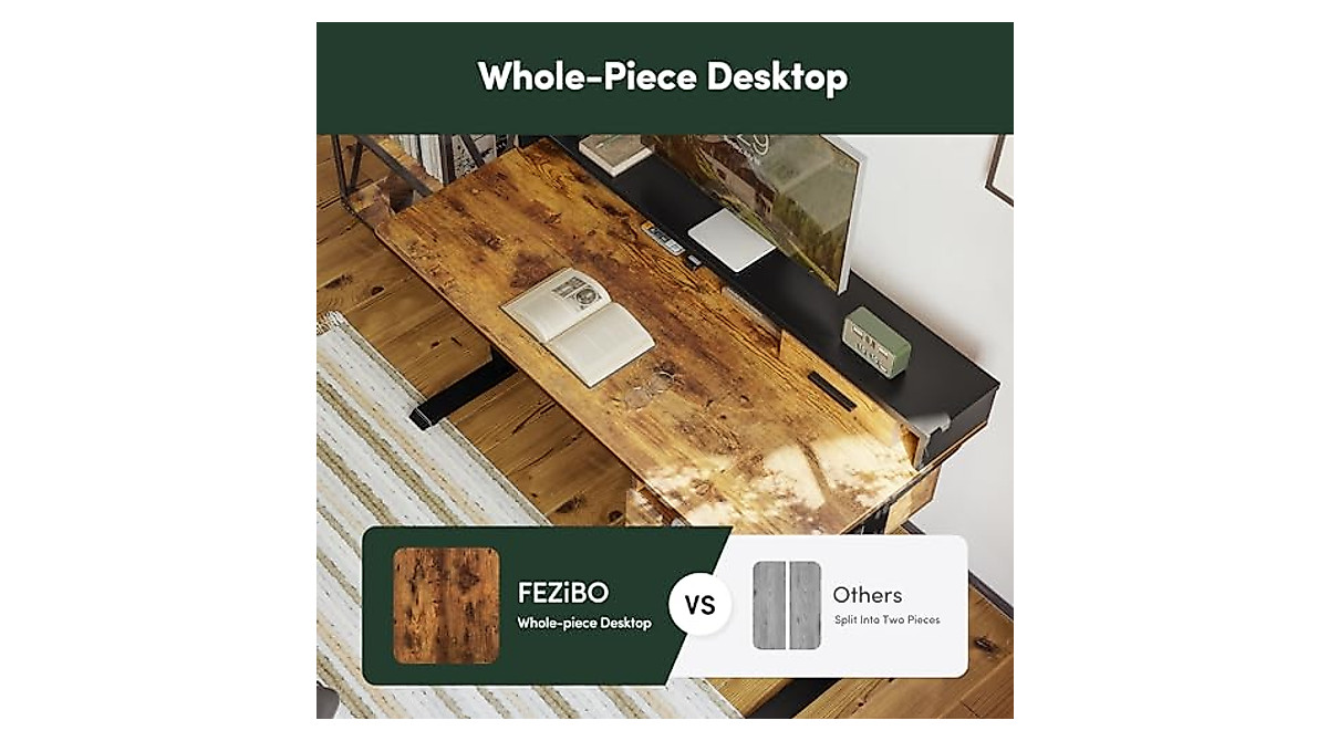 FEZIBO Electric Standing Desk - Adjustable Height with Storage