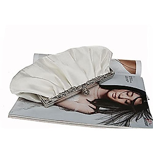 Tngan Women Pleated Clutch Solid Color Evening Bag Banquet Tote Bag Bridal Wedding Dress HandBag, Teal a