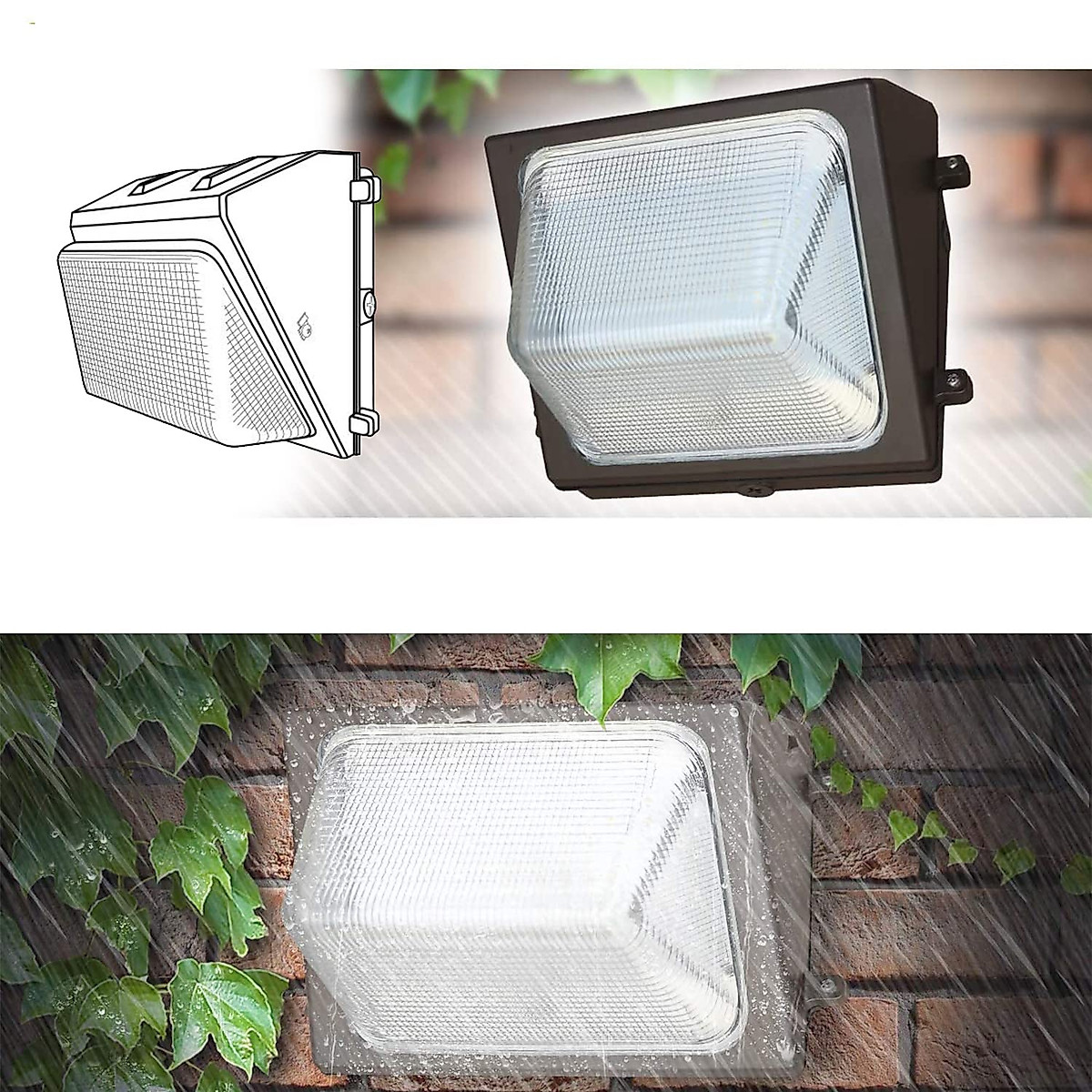 LED Wallpack Lights, 100~277V, 5000K, 30W, Outdoor Wall Pack Lighting, Sealed with High Grade Weatherproof Silicone Gasket, for Parking Areas, Driveways, Garages, Bronze