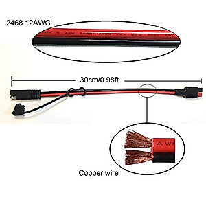 NEWZINIU with Waterproof and Dustproof Cover SAE TOandersonPort Adapter 12AWG Cable，for Pre-Wired RV Boat Charge Battery Solar Panel-30cm/0.98ft
