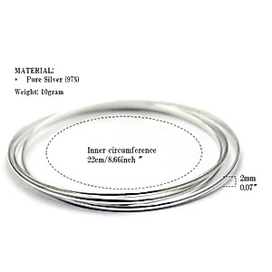 COSUMOSU 3 Piece Bangles Bracelet in Silver