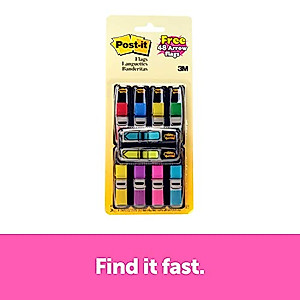 Post-it Flags Value Pack, 35/Dispenser, 8 Dispensers/Pack, .47 in Wide, Assorted Colors, Includes 48 FREE Arrow Flags (683-VAD1)