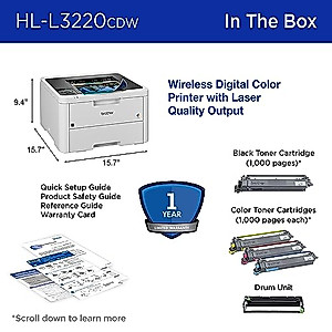 Brother HL-L3220CDW Wireless Compact Digital Color Printer with Laser Quality Output, Duplex and Mobile Device Printing | includes 4 Month Refresh Subscription Trial¹, Amazon Dash Replenishment Ready