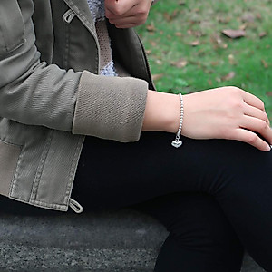 Dankadi New Women's 925 Sterling Silver Bracelet Minimalist 4-6MM Round Bead Chain Solid Silver Bracelet Charm Jewelry Lobster Claw Clasp (Silver 4mm16cm)