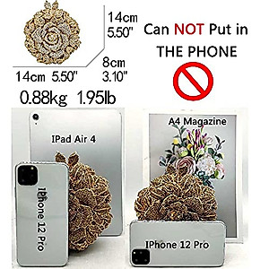 Boutique De FGG Round Shape Rose Flower Crystal Clutch Purses for Women Formal Evening Bags Wedding Party Handbags (Small,Gold&Silver)