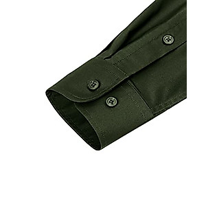 Lion Nardo Dress Shirts for Men Long Sleeve Mens Dress Shirts Regular Fit Casual Button Down Shirts Cotton Dress Shirts Army Green