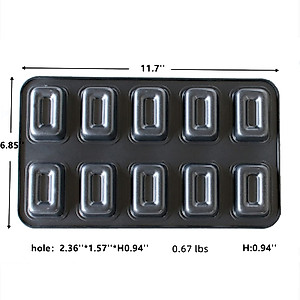 Elesinsoz 10 Cup Financier Cake Baking Pan Mini Brownie Bite Square Muffin Cupcake Small Banana Bread Loaf Meatloaf Cornbread Nonstick Madeleine Cookie All Edge Only Corner Individual Tin Tray Mold